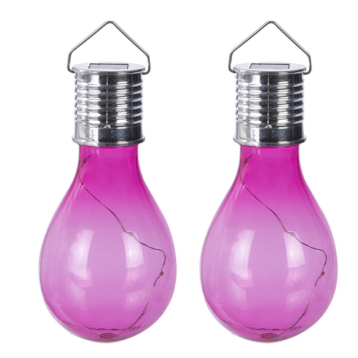 Lot de 2 ampoules led, suspensions solaires en plastique rose - 2526 Lot de 2 ampoules led, suspensions solaires en plastique rose - 2526